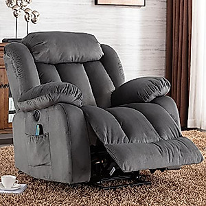 ANJ Electric Massage Power Lift Recliner Chair Sofa with Heat & Vibration for Elderly, Heavy Duty and Safety Motion Reclining Mechanism, Overstuffed Motorized Reclining Chairs with USB Port (Grey)