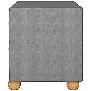 Modern Nightstand with 2 Drawers, Upholstered Night Stands with Storage Drawers, Wooden Bedside Tables with Natural Wood Knobs, Small End Side Table for Bedroom, Living Room, Home, Dark Grey