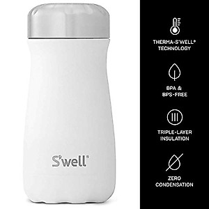 S'well Stainless Steel Traveler-Triple-Layered Vacuum-Insulated Containers Keeps Drinks Cold for 21 Hours and Hot for 9-with No Condensation-BPA Free Water Bottle, 1 Count (Pack of 1), Moonstone