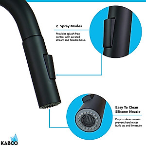 KABCO K-K477BK Kitchen Faucet Stainless Steel Pull Down 2-Function Spray Faucet Height 16-1/2" Spout Height 8-1/2" Spout Reach 9" Matte Black