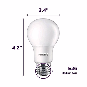 PHILIPS LED High Lumen A19 Bulb, Non-Dimmable, 1500 Lumen, Daylight (5000K), 13.5W=100W, E26 Base, 4-Pack
