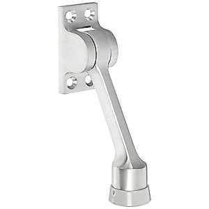 Rockwood 461.26D Brass Kick Down Door Stop, 8 X 3/4" OH SMS Fastener, 3-5/8" Projection, 2-1/4" Base Width x 1-1/4" Base Length, Satin Chrome Plated Finish