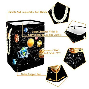 DEYYA Solar System Planet Laundry Baskets Hamper Tall Sturdy Foldable for Adult Kids Teen Boys Girls in Bedrooms Bathroom 19.3x11.8x15.9 in/49x30x40.5 cm