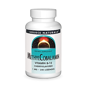 Source Naturals MethylCobalamin Vitmain B-12 Cherry-Flavored, 1 mg - 240 Lozenges