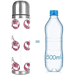 Stainless Steel Leather Vacuum Insulated Mug Cherries Thermos Water Bottle for Hot and Cold Drinks Kids Adults 16 Oz