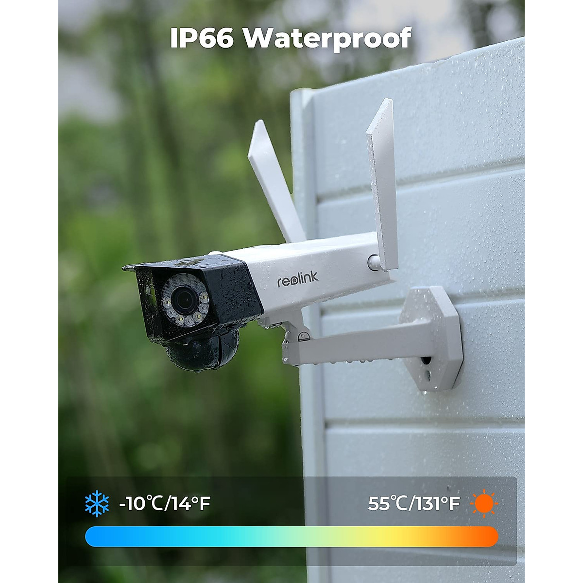 REOLINK 2K 4G LTE Cellular Security Camera Wireless Outdoor with Dual Lens 150° Wide Angle, Rechargeable Battery, Color Night Vision, Human/Vehicle Detection, Two-Way Talk, Duo 4G