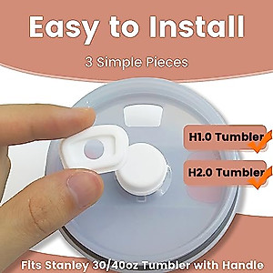 MIMORE Spill Stopper for Stanley Cup 40oz / 30oz - Straw Cover Cap Compatible with Stanley Tumbler H1.0 & H2.0 30oz to 40oz Stanley Cup Accessories - 3 Sets Silicone Spill Proof Stopper (White)