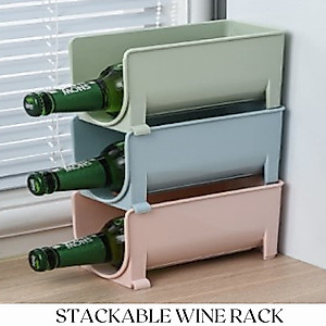 Wine and Water Bottle Holder, Vertical Stackable Wine Rack, Kitchen Storage Organizer for Fridge, Home Bars, Pantry and Cabinets Organization, Countertop Free-Standing Wine Shelf, 3 Pack