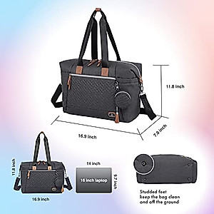 Dikaslon Diaper Bag Tote with Pacifier Case and Changing Pad, Large Travel Diaper Tote for Mom and Dad, Multifunction Baby Bag for Boys and Girls, Dark Grey