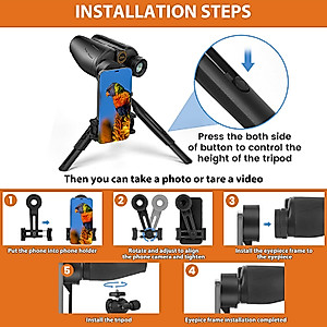 Binoculars 25x30 for Adults with Universal Phone Adapter, Tripod and Tripod Adapter,Large Eyepiece Easy Focus Compact and Waterproof Binoculars for Bird Watching,Hiking and Travel