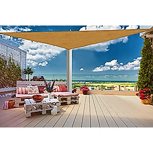 Gold Armour Sun Shade Sails, Triangle 8'x8'x8' Canopy 185GSM UV Block Shade Sail, Patio Furniture & Accessories for Lawn Garden Deck Backyard Outdoor Activities, Sand