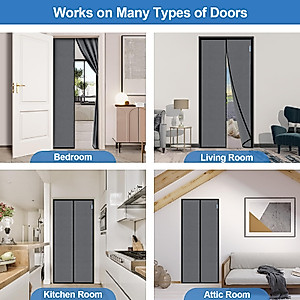 DCUINS Magnetic Fabric Thermal Insulated Door Curtain Fit Door Size 38" x 83", Upgraded Full Strip Magnets Doorway Curtains, Door Insulation Blanket Keep Privacy for Year Round, Dark Grey