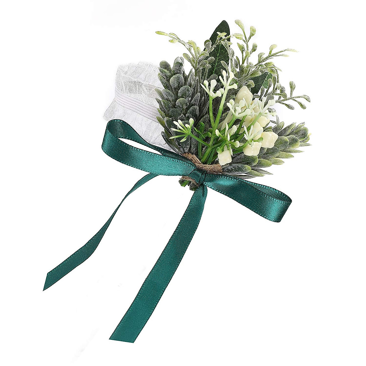 YSUCAU Wrist Corsage Bracelets with Ribbon Wristband Green Bridal Bridesmaid Wrist Corsage Hand Flower for Wedding Porm Party Decor Set of 2