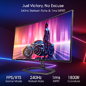 Sceptre Curved 32" FHD 1080p Gaming Monitor Up to 240Hz 1ms 99% sRGB AMD FreeSync Premium Build-in Speakers, HDMI x3 Displayport Machine Black (C325B-FWD240)