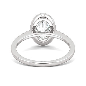 14K White Gold Moissanite by Charles & Colvard 10x6mm Elongated Oval Halo Ring-size 5 2.62cttw DEW