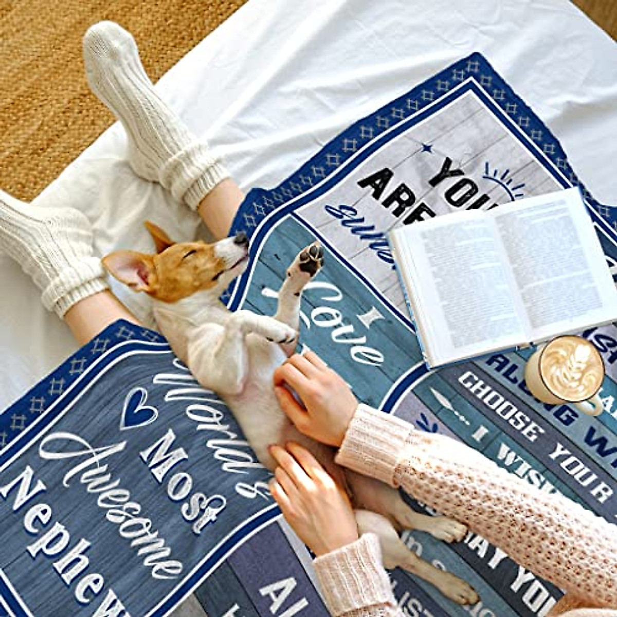 Sqovulw Nephew Gifts from Auntie Uncle Gifts for Nephew Gifts for Fathers Day Blanket Birthday Graduation Gift 2023 for Him to My Nephew Throw Blanket 60X50 Inch