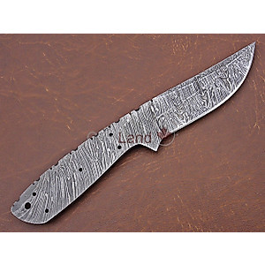ColdLand 9.25" Damascus Steel Knife Blade Blank with Bolster - Hand Forged Knife Blanks Full Tang Ideal for Knife Making Supplies, Hunting, Fishing, Camping, Outdoor Sports NB24
