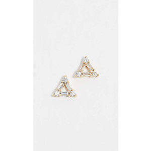 SHASHI Women's Trilogy Stud Earrings, Yellow Gold/Clear, One Size