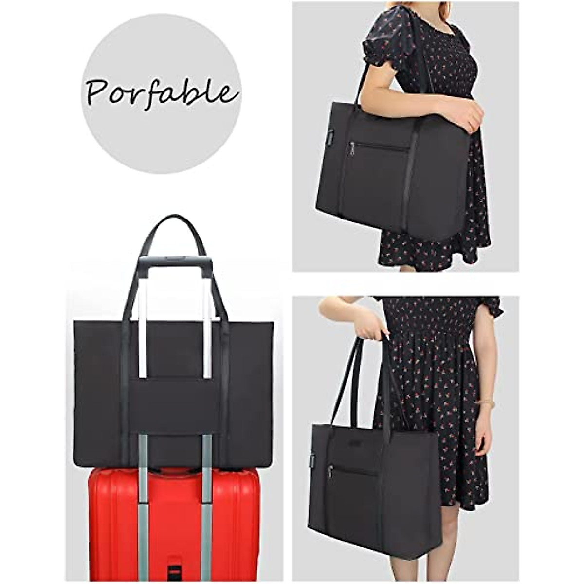 Chomeiu USB Laptop Tote Bag, Woman 15.6 inch Laptop Organizer Bag Teacher Work Purse (Black)