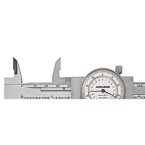 Accusize Industrial Tools 8''/200 mm by 0.001''/0.02 mm Dual Needle Precision Dial Caliper Stainless Steel in Fitted Case, Imperial/Metric, P920-S238