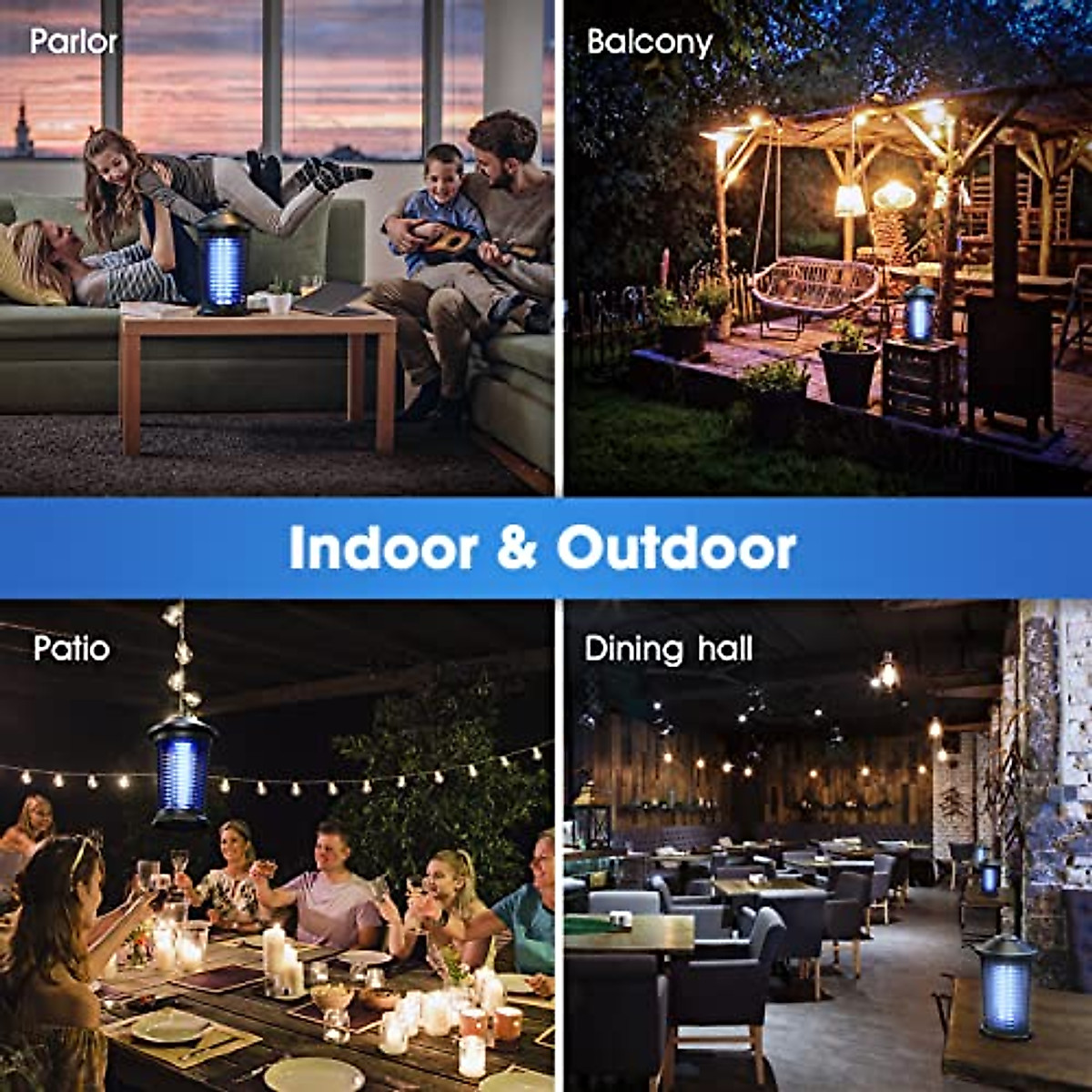 Bug Zapper Outdoor, FUZYKON Electric Mosquito Zapper, 4000V High Power Fly Zapper Indoor, Mosquito Trap with 3.4FT Cable,Waterproof Mosquito Killer for Home Camping