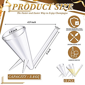 Gerrii 12 Pcs Champagne Shooter Champagne Glasses with Stand Reusable Champagne Shooter Unbreakable Acrylic Champagne Flute Shooter for Bachelorette Party Gifts (Clear)