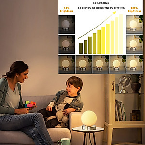 Small Table Lamp, LED Table Lamp with Eye-Caring Glass Lampshade Desk Lamp Dimmable 3 Color Changing, 10 Brightness Levels Reading Table Lamp Warm & White Nightstand Lamp with Memory Function