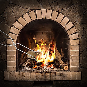 Fireplace Poker Grabber, Extra Long Fire Poker Stick & Firepit Tongs 40 Inch, Fireplace Tools for Fireplace, Camping, Wood Stove and Indoor Outdoor Use