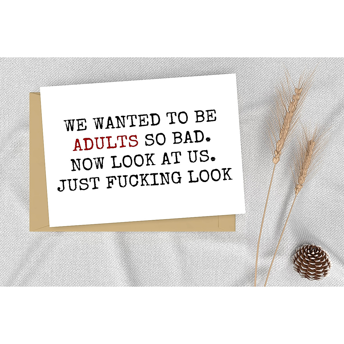 LissiArt97 We Wanted To Be Adults So Bad Card - Hilarious Card For Him Or Her Friend Best Friend - Double Sided Sarcastic Birthday Greeting Card - Funny Birthday Card - Greeting Card