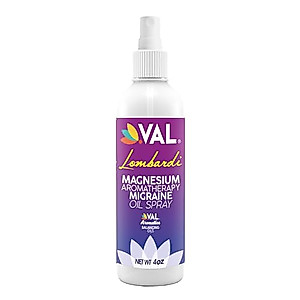 VAL Lombardi Magnesium Aromatherapy Spray with Peppermint & Essential Oils - Quick Comfort for Head Tension, Made in USA, 4 oz.