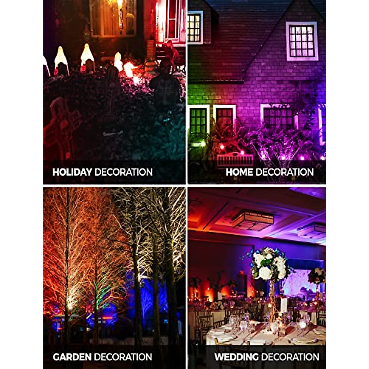 LCARED Landscape Lighting 18W RGBW LED Spotlights, Color Changing Lights with Remote Control 120V RGB Waterproof Flood Spot for Yard Garden Path Patio Tree (2 Pack), Black