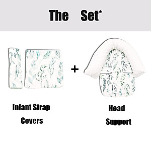 DILIMI Head Support for Car Seat, Head Support and Strap Covers, Carseat Head and Neck Protection (Leaf)