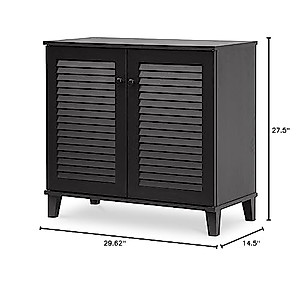 Baxton Studio FP-01LV-Espresso Studio Coolidge Shoe-Storage Cabinet, Espresso 14.5Lx29.625Wx27.5H