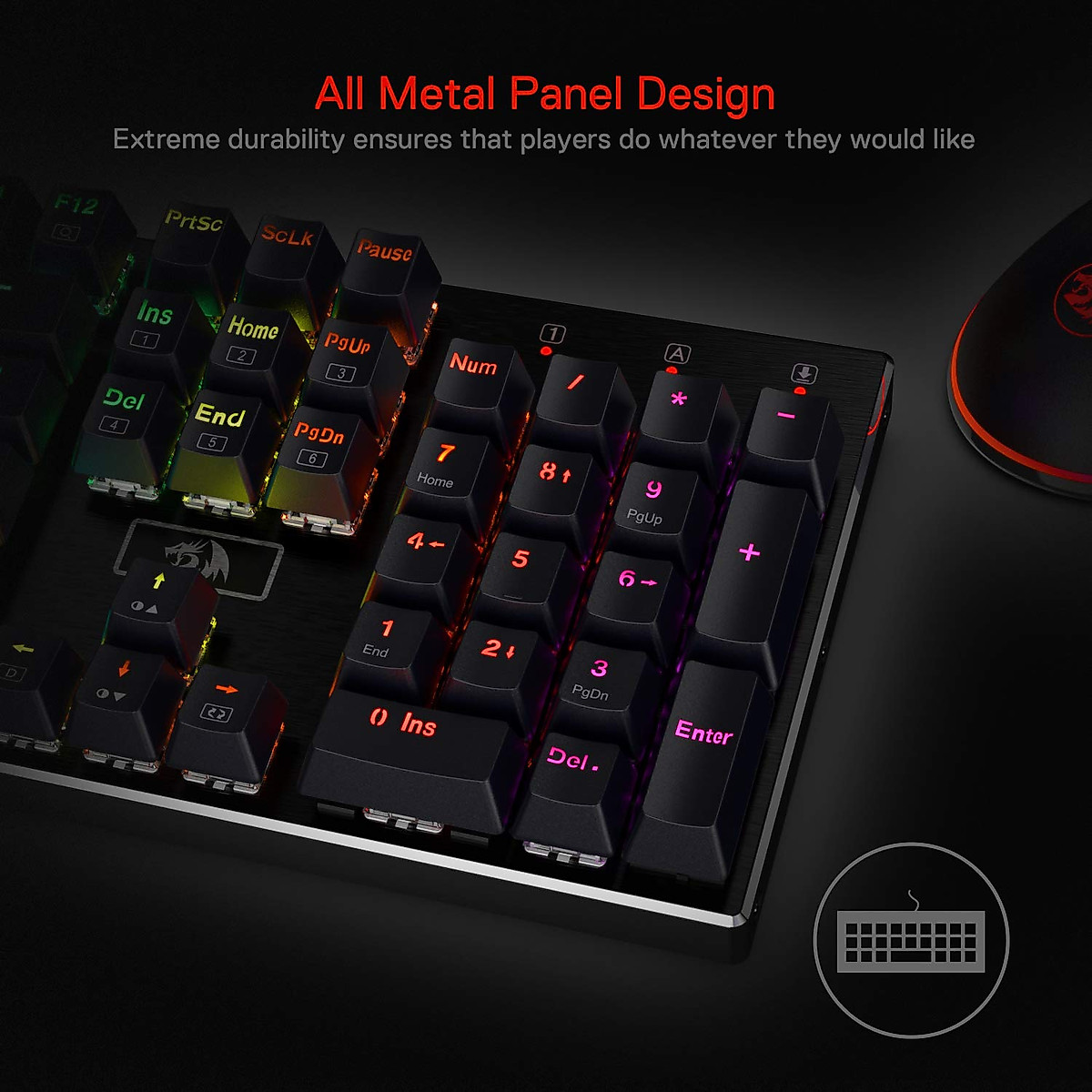 Redragon K556 RGB LED Backlit Wired Mechanical Gaming Keyboard, 104 Keys Hot-Swap Mechanical Keyboard w/Aluminum Base, Upgraded Socket and Noise Absorbing Foams, Quiet Linear Red Switch