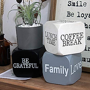 BetyHom Rustic Wood Dice Tabletop Decoration, 4 inch Square (Black)