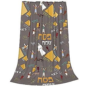 VJXZVJ Happy Traditional Jewish Passover Throw Blanket for Couch Sofa Bed, Cozy Warm Bedding Blanket Blankets 80"x60"