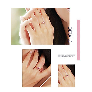 AGVANA 14K Solid Rose Gold 0.85Ct Genuine Pink Tourmaline Promise Engagement Ring October Birthstone Fine Jewelry Anniversary Birthday Gifts for Women Wife Lover Mom, 8