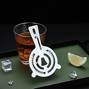 Evanda Cocktail Strainer, Stainless Stee Cocktail Bar Strainer Drink Strainer, Bar Strainer Cocktail w/High Density Spring, Ice Bar Shelf Strainer for Bartenders Drinking Water Filtering(Silver)