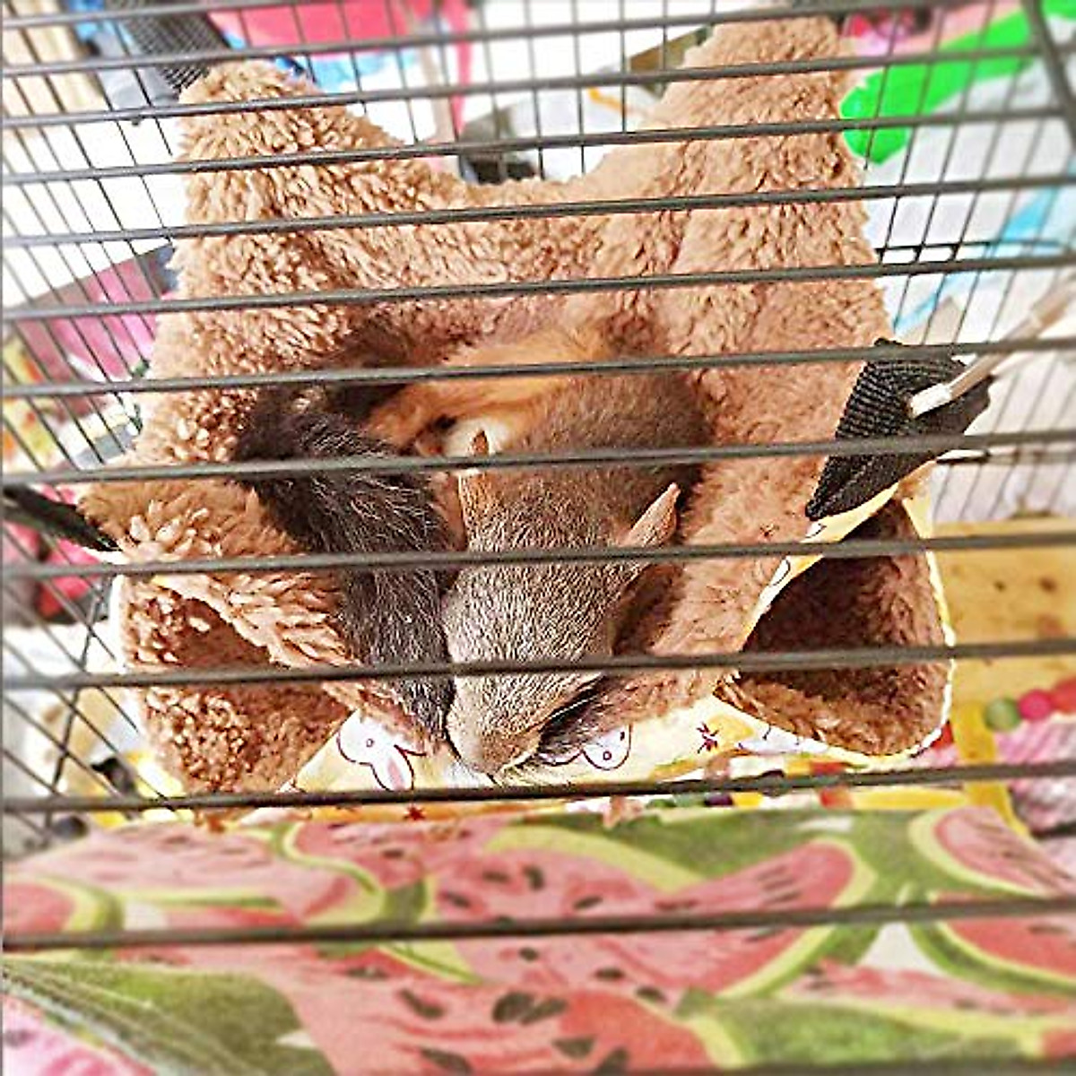 Tfwadmx Rat Double Hammock, Ferret Bunkbed Warm Fleece Hanging Bed Pet Cage Accessories Toys for Sugar Glider Degu Guinea Pig Gerbil Chinchilla Squirrel Hamster Mouse Mice(13.8x13.8 in)
