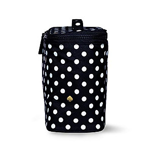 Kate Spade New York Black Insulated Lunch Tote, Small Lunch Cooler, Thermal Bag with Double Zipper Close and Carrying Handle, Polka Dots