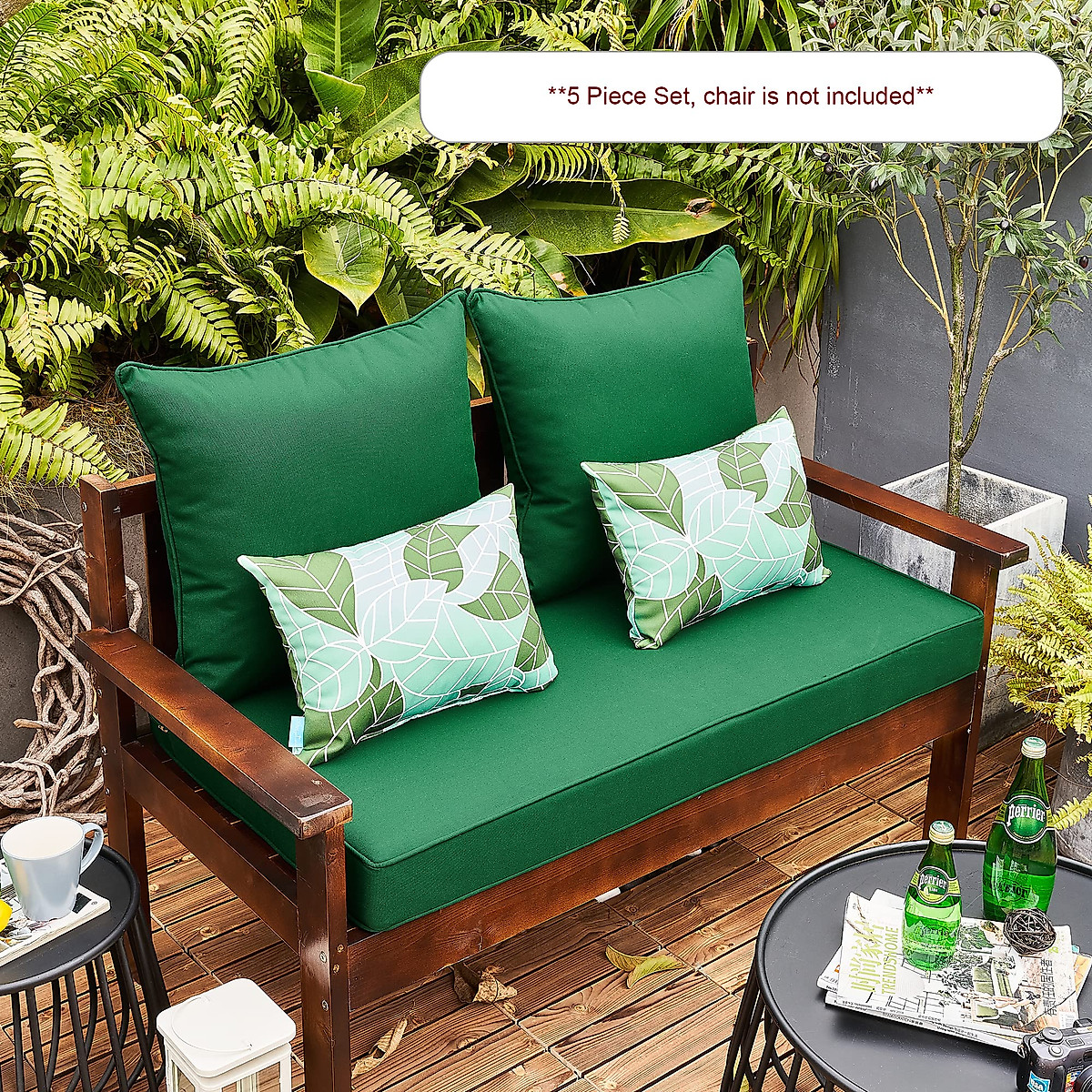 ARTPLAN Patio Deep Seating Loveseat Cushions All Weather Chair Outdoor Cushions Set of 5 for Patio Outdoor Furniture
