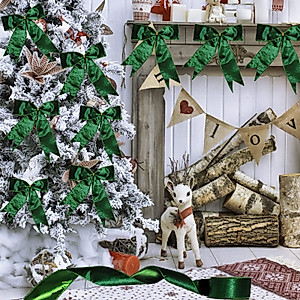 2 Rolls Christmas Velvet Ribbon 2.5 Inches Width Vintage Wide Wired Edge Wrapping Ribbon for Christmas Gift Wrapping, Bow Making（Green,Red）