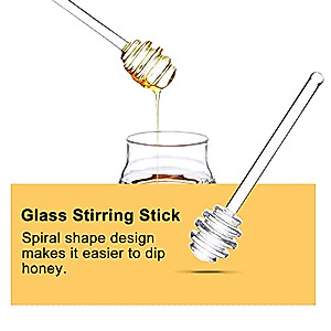 2 Pcs 6'' Glass Honey Dipper Stick, Honey Jam Syrup Mixing Stirrer Spoon for Honey Pot Jar