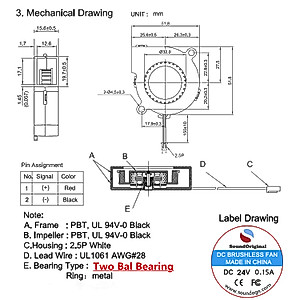 SoundOriginal 24V DC Brushless Blower Cooling Fan 50x50x15mm,for 3D Printer Humidifier Aromatherapy and Other Small Appliances Series Repair Replacement (24v Dual Ball Bearing 2pack)