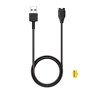 Kissmart Replacement Charger for Garmin Vivoactive 4, Charging Cable Cord Plus a Yellow Silicone Charger Port Protector Anti Dust Plug for Garmin Vivoactive 4 4S Smartwatch