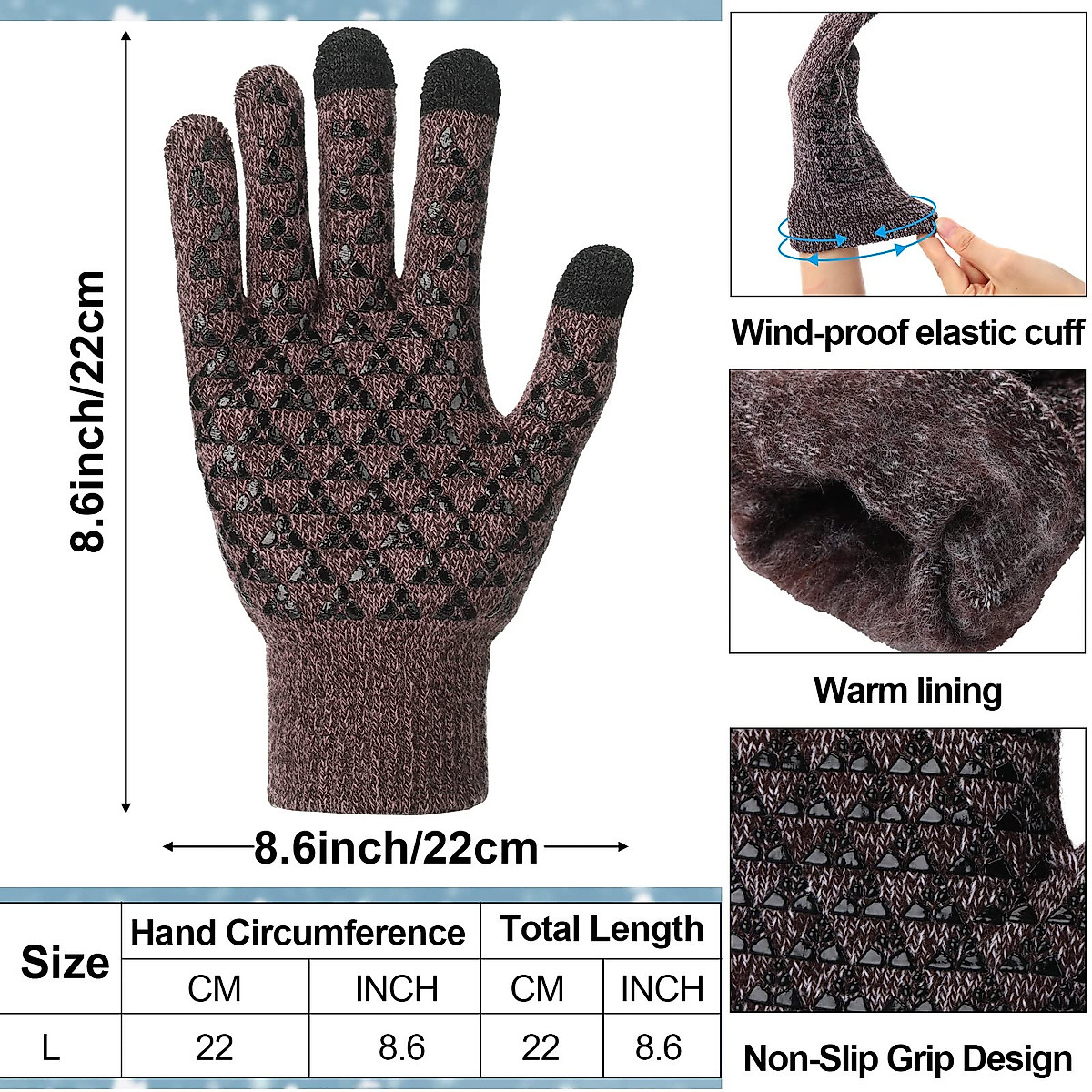 JaGely 6 Pcs Beanie Acrylic Warm Knit Hat Thick Soft Winter Hat Lined Beanie for Women Thermal Hat for Men Snow Retro Stocking Hats for Adult Ski Hike Outdoor Indoor