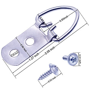 Heavy Duty D-Ring Picture Hangers with Screws, 30 Pcs Large Wide D Ring Picture Hanging Hardware, 2 Holes Picture Hooks for Mirror, Clock, Decoration, Paintings, Artwork Picture Frame