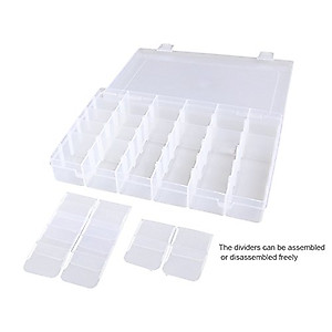 OULII Clear Plastic Jewelry Box Organizer Storage Container with Adjustable Dividers 36 Grids
