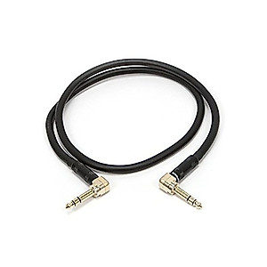 Monoprice Premier Series 1/4 Inch (TRS) Right Angle Male to Right Angle Male 16AWG Cable Cord - 3 Feet- Black (Gold Plated)