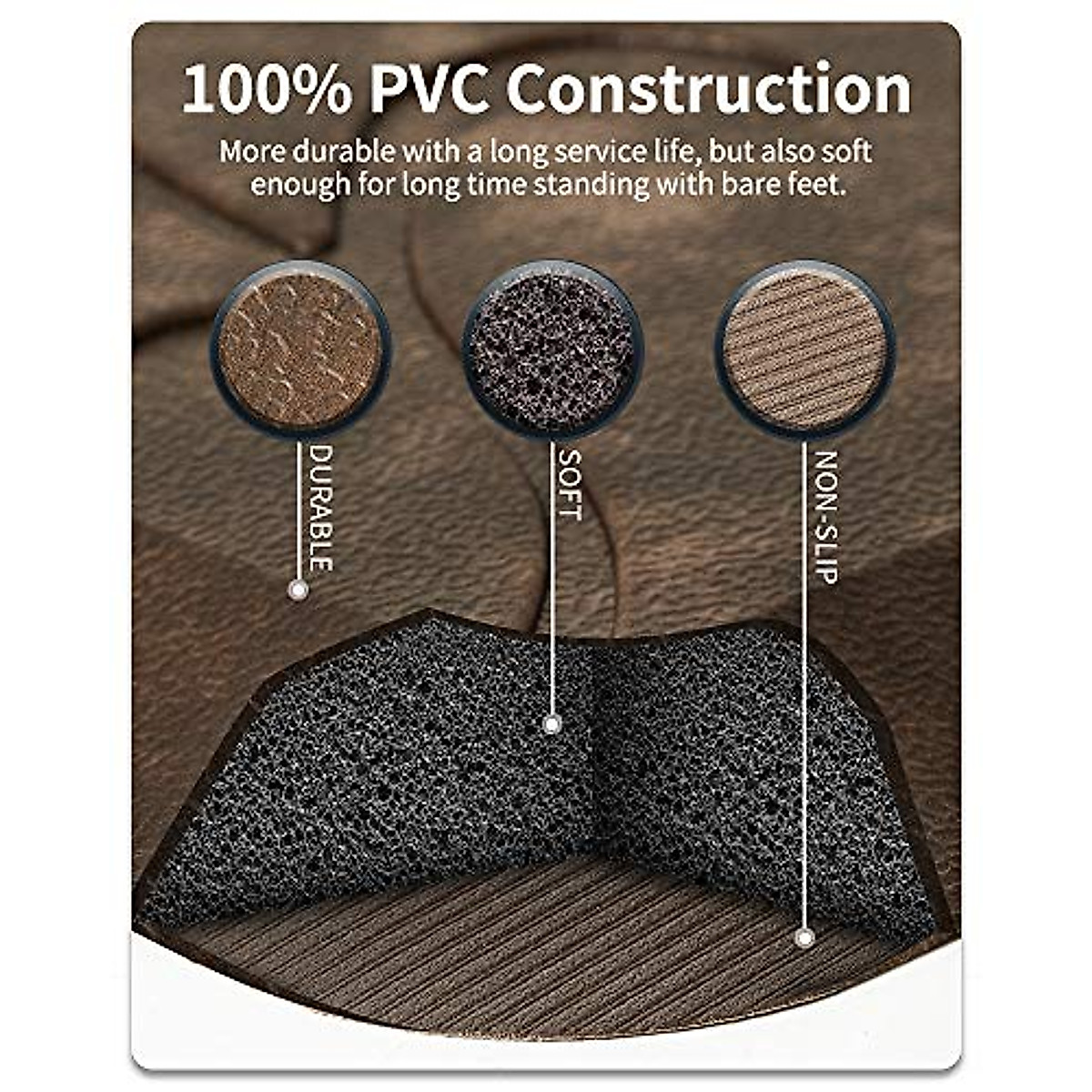 Floral Kitchen Floor Mats Cushioned Anti Fatigue for House 1/2 Inch Thick Non-Slip Kitchen Rugs and Mats Foam Standing Mat in Front of Sink, Office